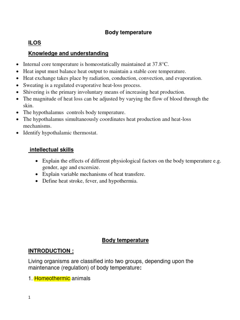 body temperature | PDF | Hyperthermia | Thermoregulation