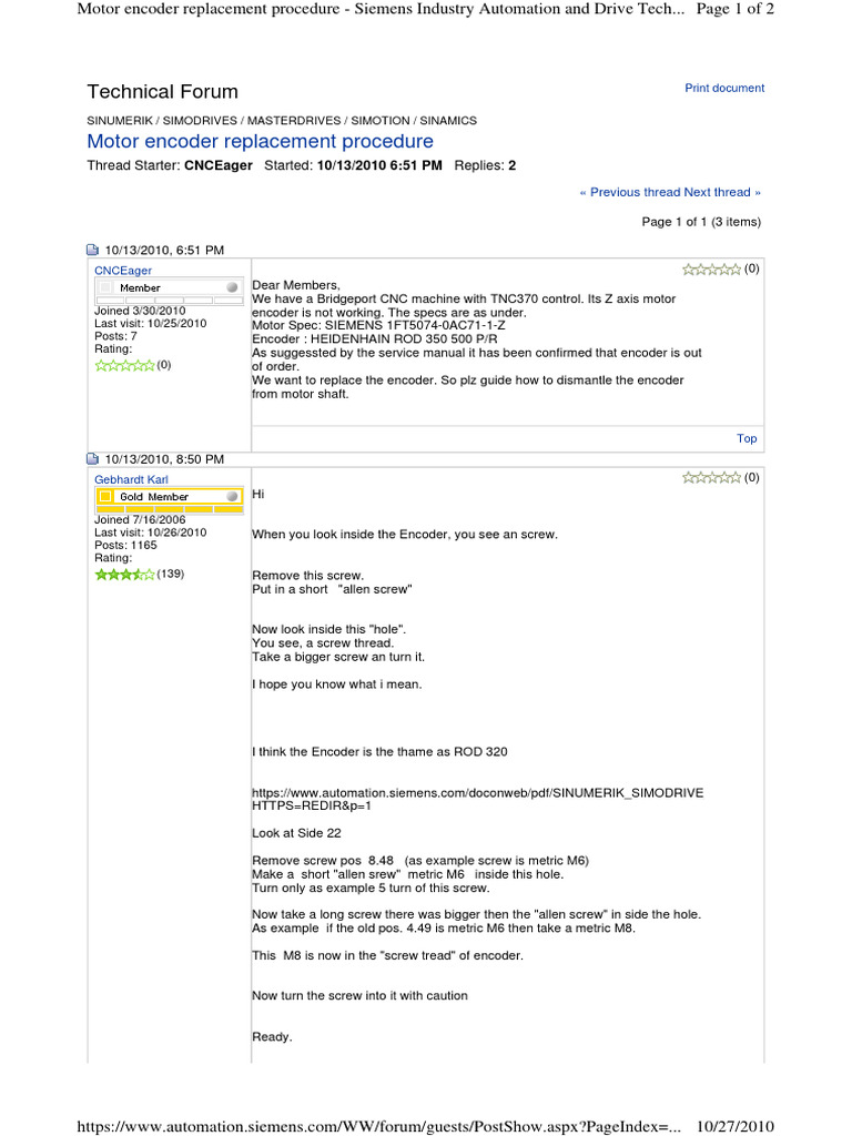 Motor Encoder replacement procedure | PDF | Screw | Machines