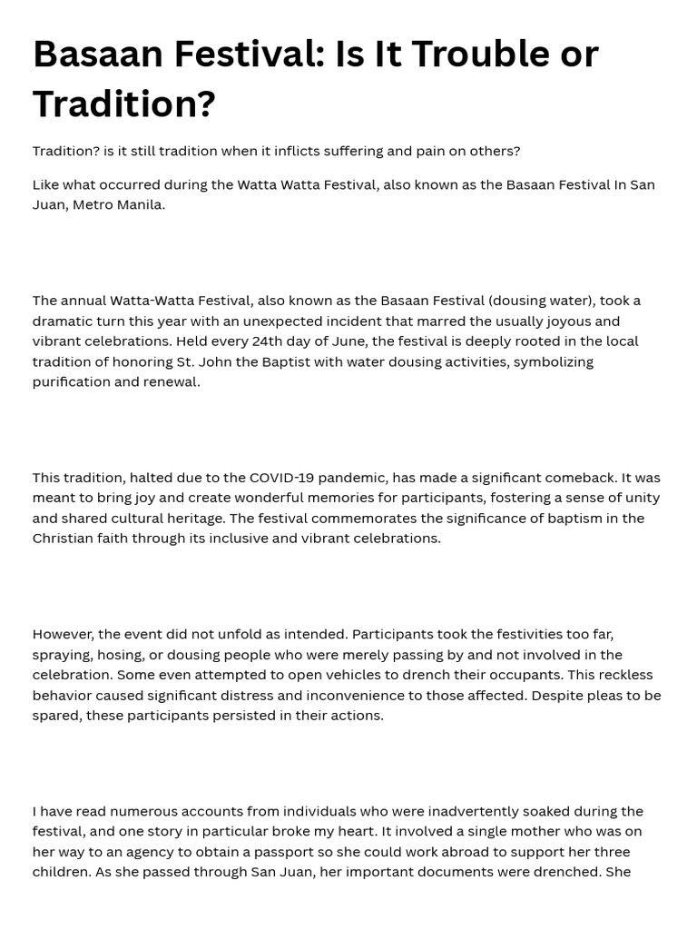 Basaan Festival: Tradition vs. Distress | PDF | Politics | Social Science