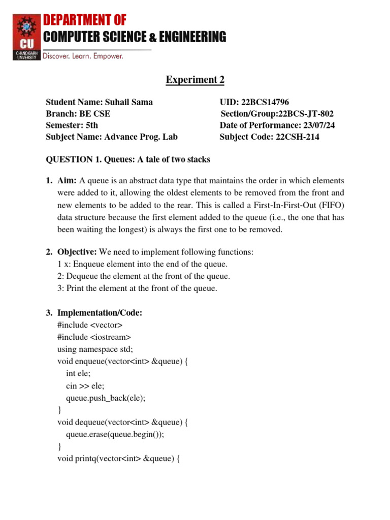 worksheet 2 AP | PDF | Queue (Abstract Data Type) | Integer (Computer Science)
