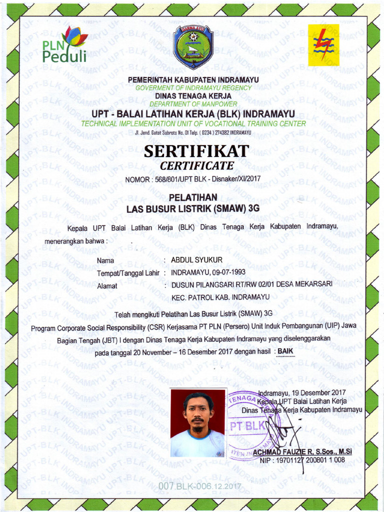 Sertifikat Las Busur Listrik SMAW 3G | PDF