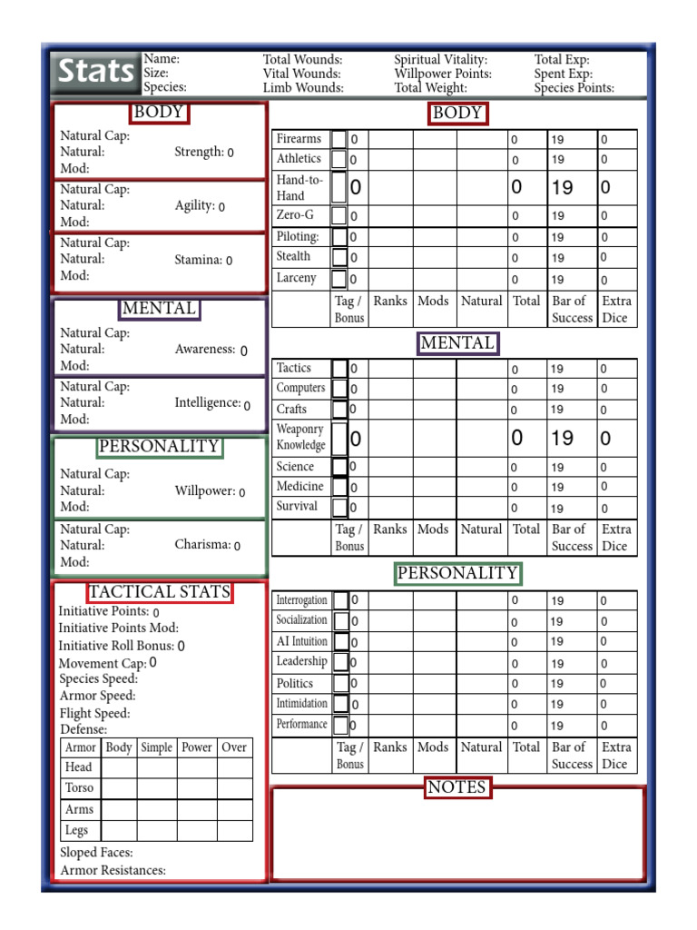 Starsea Interactive Character Sheet V8.5 Final | PDF