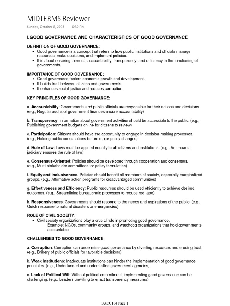 Understanding Good Governance Principles | PDF | Sustainability ...
