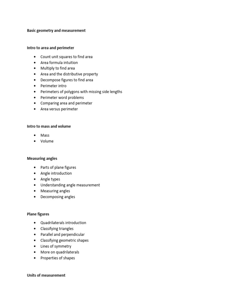 Geometry Basics: Area, Volume, Angles | PDF | Area | Shape