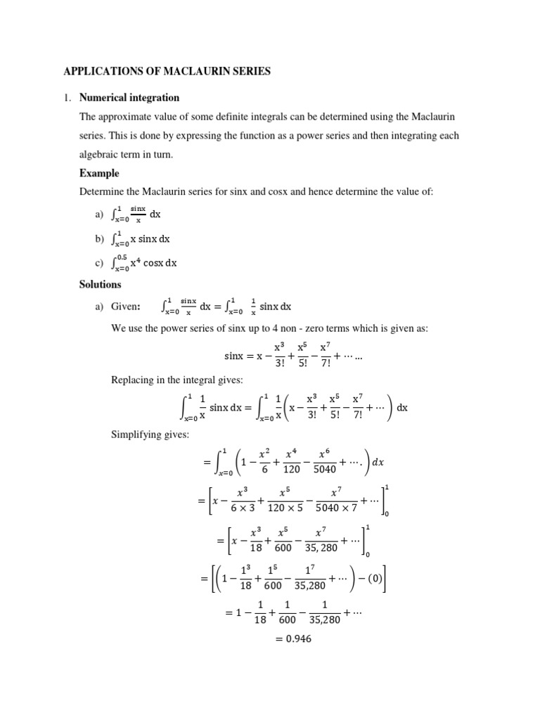 Lecture 2 - Applications of The Maclaurin Series | PDF | Abstract Algebra | Analysis