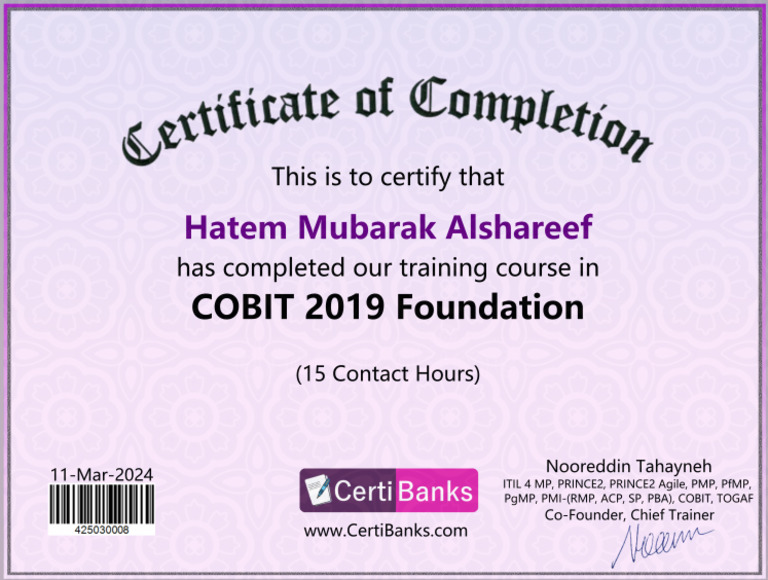 Hatem Mubarak Alshareef - COBIT | PDF