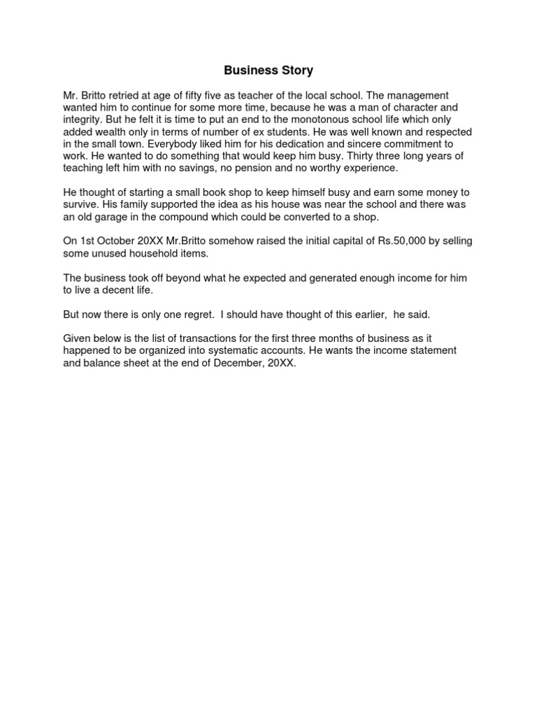 Business Story | PDF | Cheque | Balance Sheet