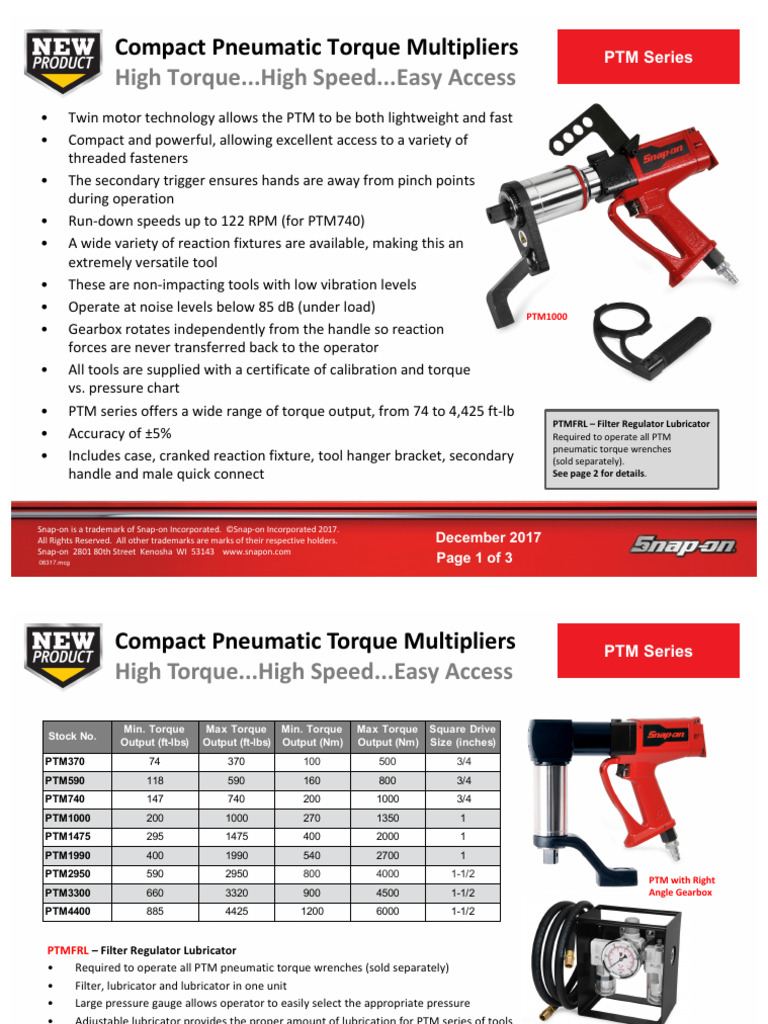 PTM Pneumatic Torque Multiplier NPA | PDF | Torque | Manufactured Goods