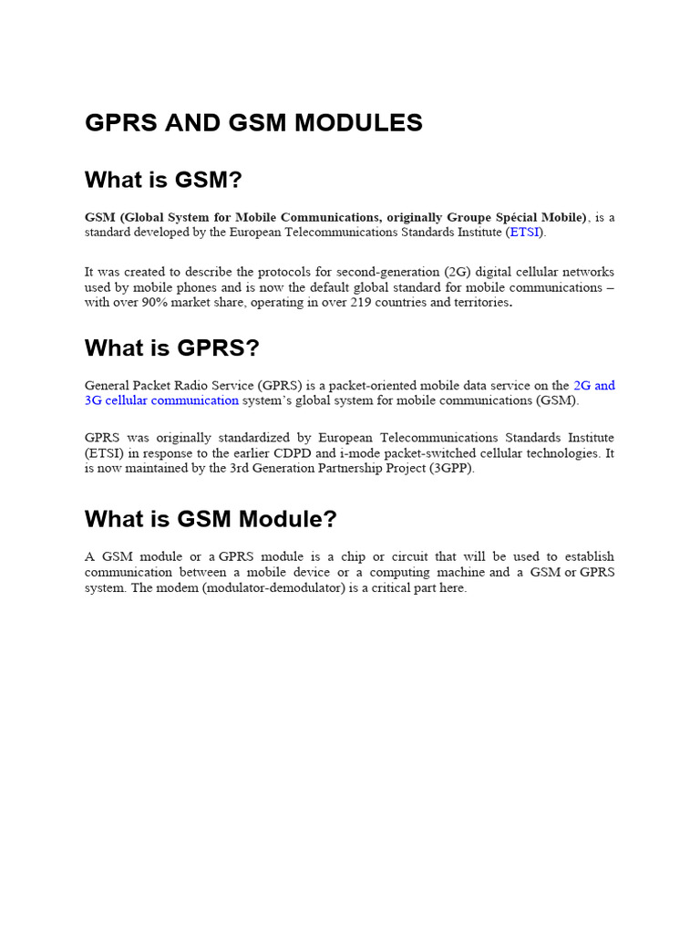 GPRS and GSM Modules Article | PDF