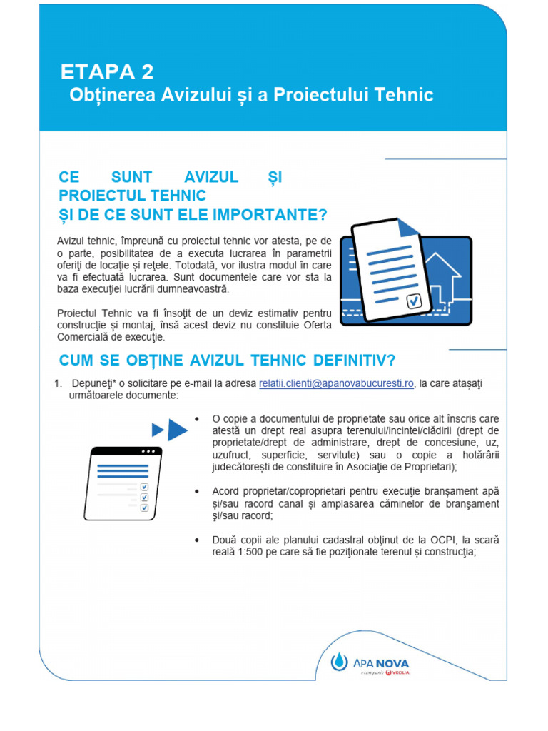 Etapa 2 Obtinerea Avizului Si Proiectului Tehnic de Bransare Racordare | PDF | Business