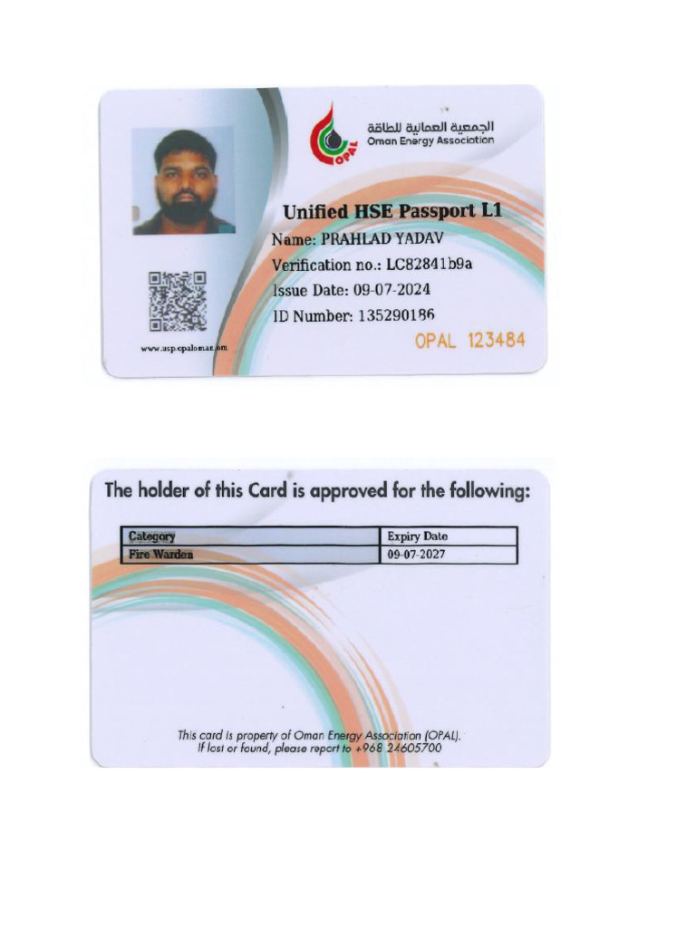 Fire Warden Card - Prahalad Yadav | PDF
