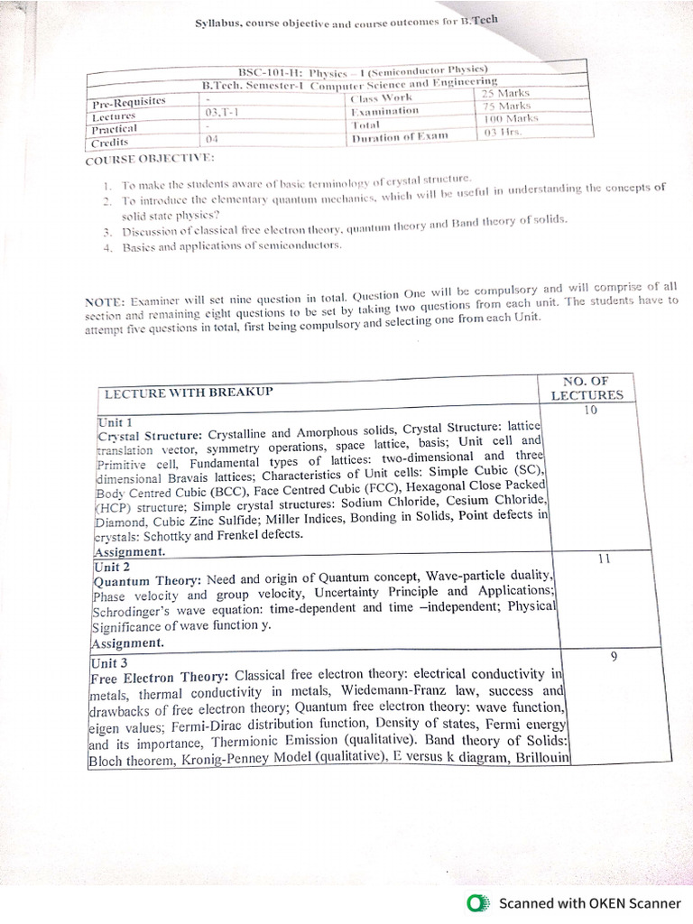 Physics Semiconductor Physics (CSE) | PDF