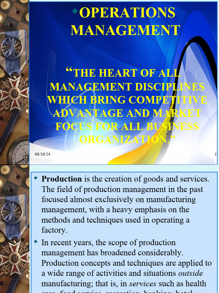 OM CH 1 | PDF | Operations Management | Factors Of Production