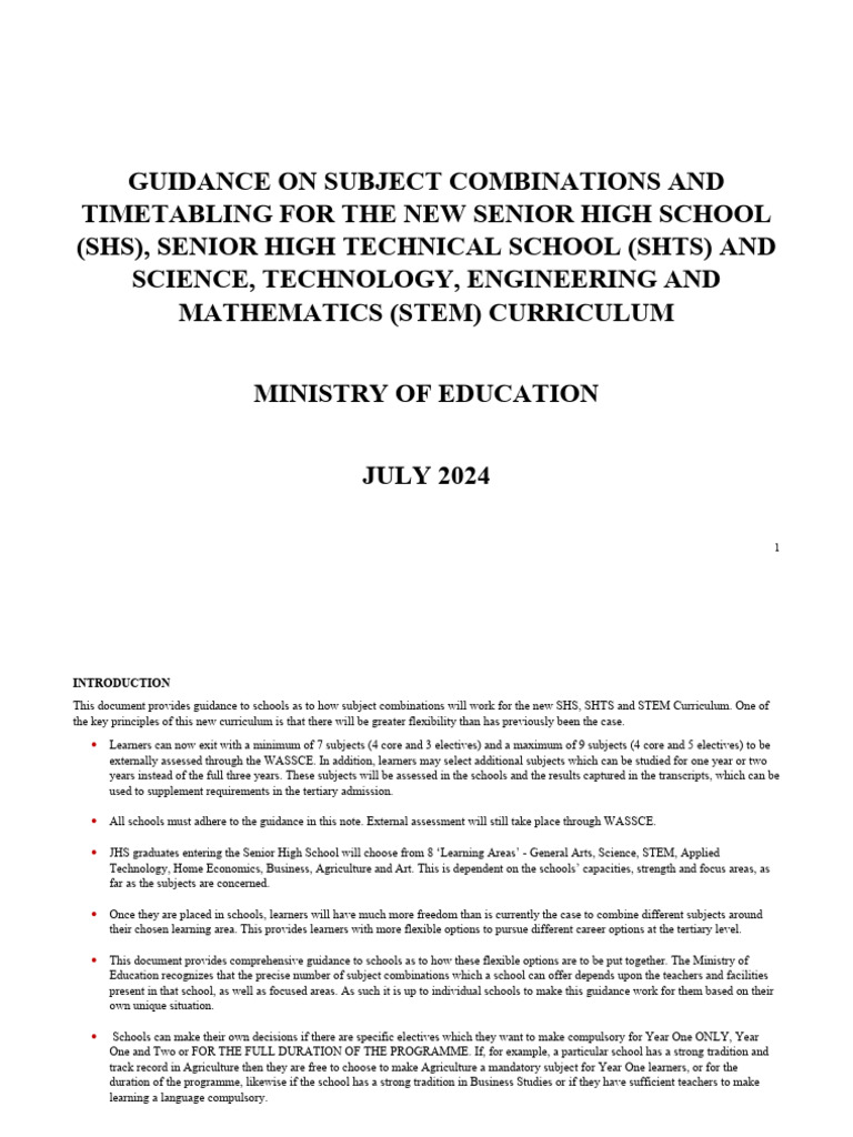 Current SHS Subjects Combination | PDF | Science | Learning