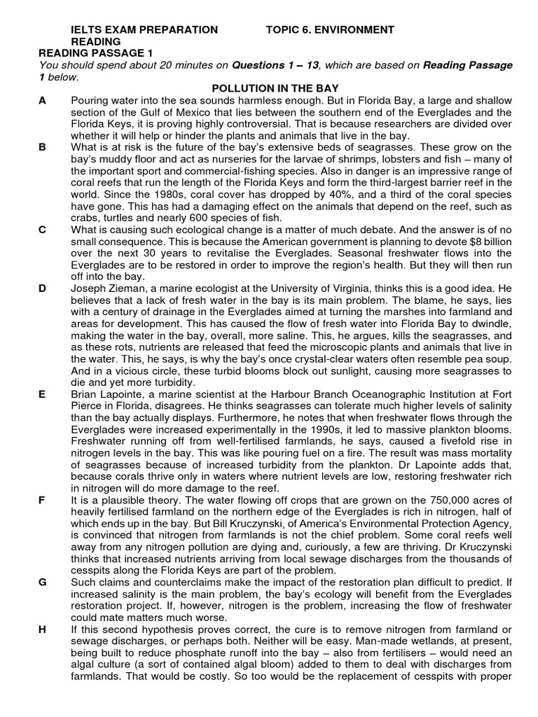 Topic 6.2 Environment Reading Test | PDF | Nature Versus Nurture ...