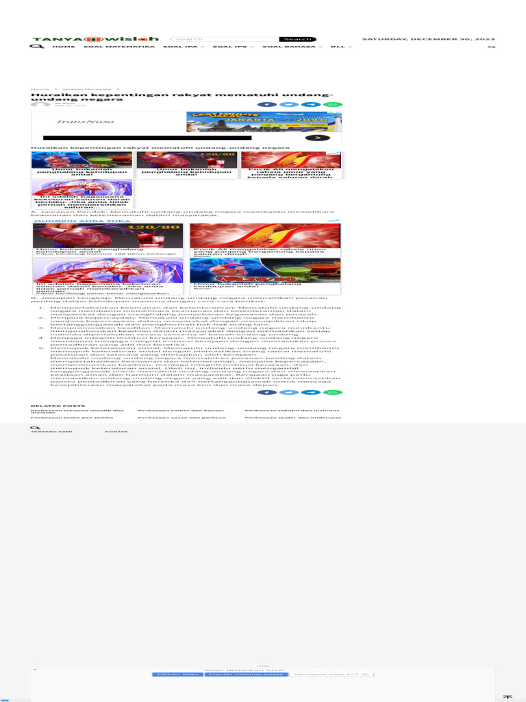 Huraikan Kepentingan Rakyat Mematuhi Undang-Undan | PDF