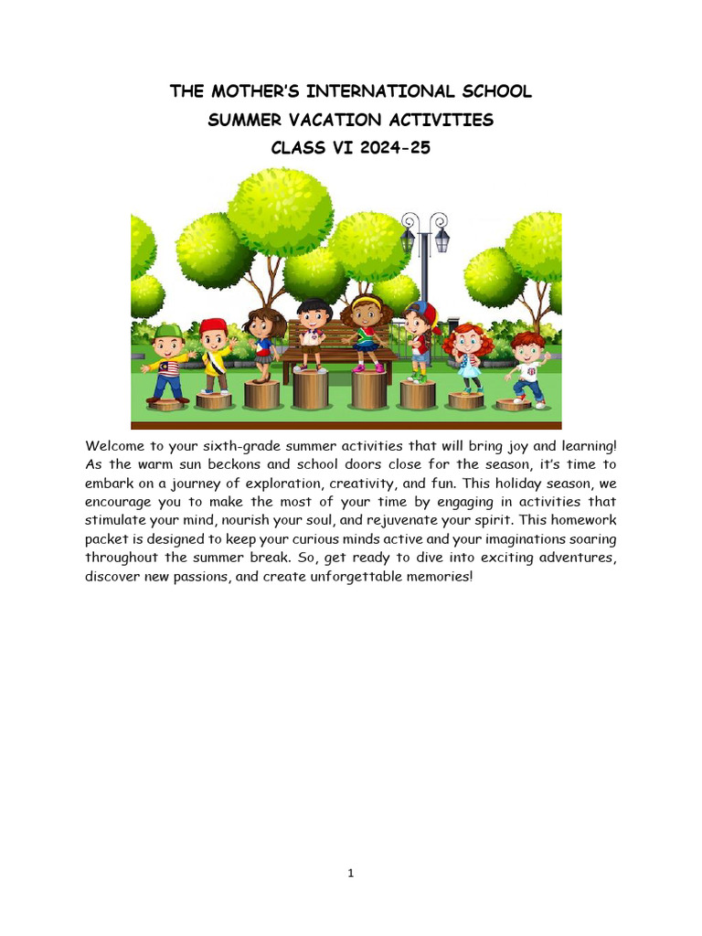 Class 6 Holiday Homework 2024 | PDF | Foods