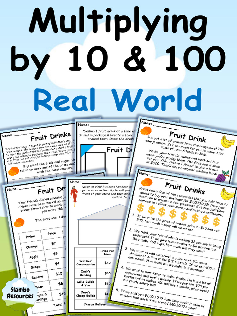 Grade 6 Multiplying by 10 100 Real World Preview | PDF | Drink | Juice