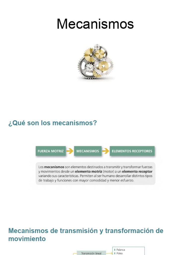 Mecanismos | PDF | Engranaje | Rodamiento (Mecánico)