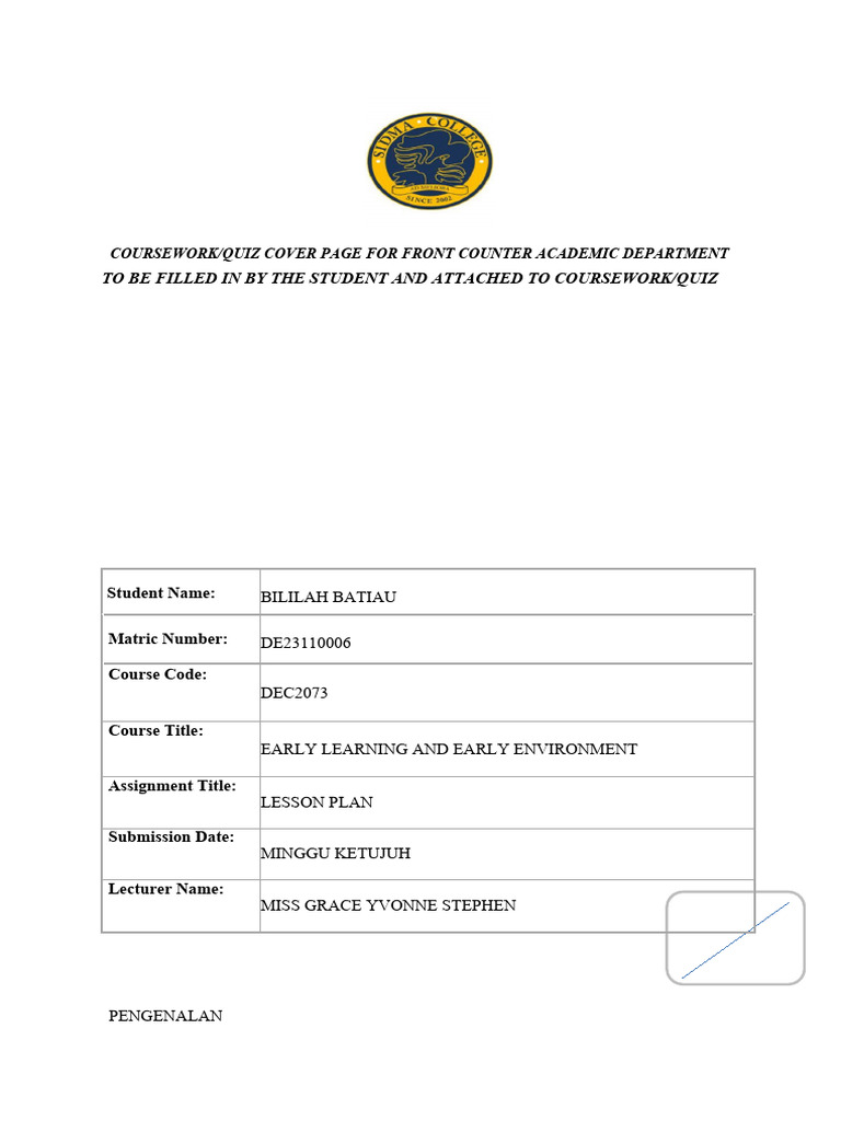 COURSEWORK COVER PAGE_DECE | PDF