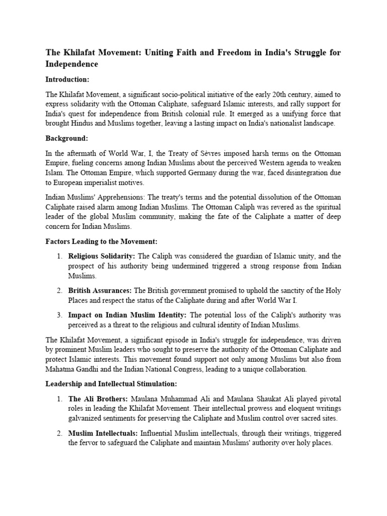 The Khilafat Movement | PDF | Caliphate