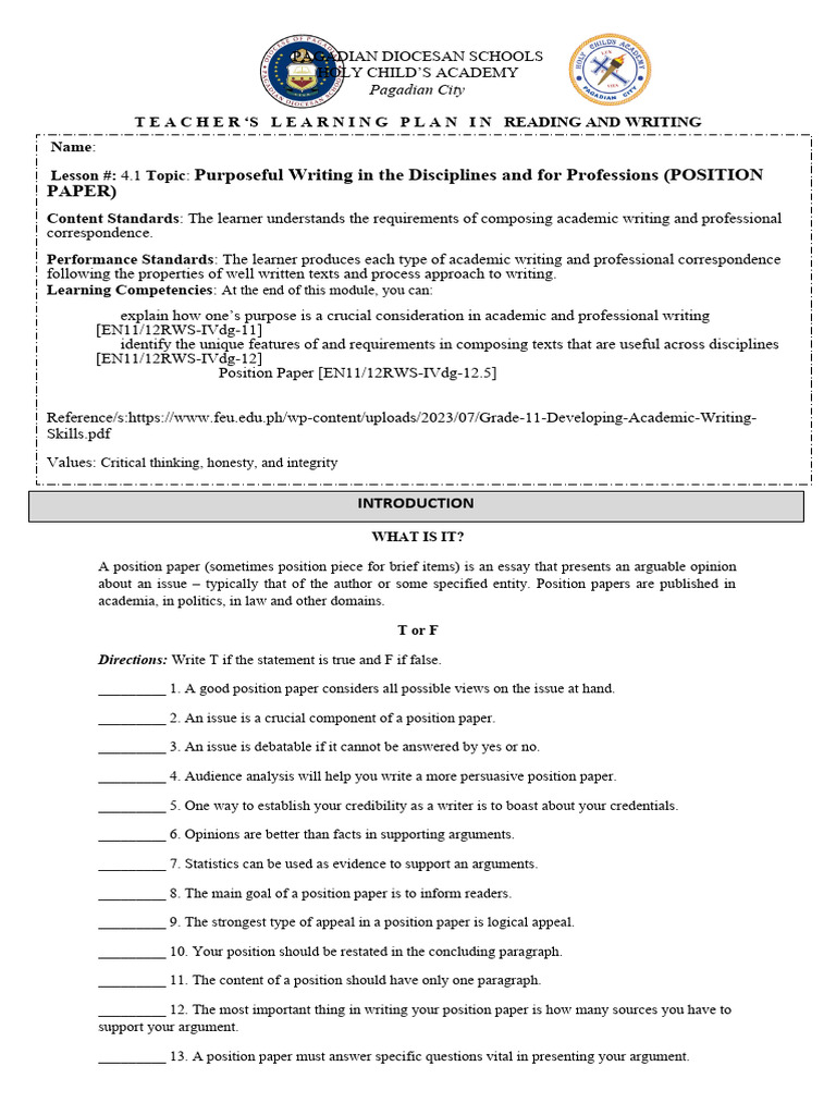 Lesson 4.1 Reading and Writing | PDF | Argument | Evidence
