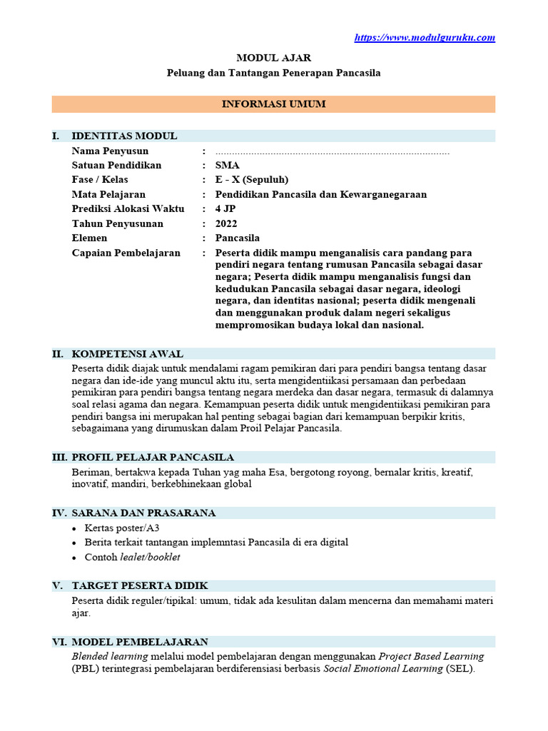 Blended Learning Melalui Model Pembelajaran Dengan Menggunakan Project Based Learning | PDF