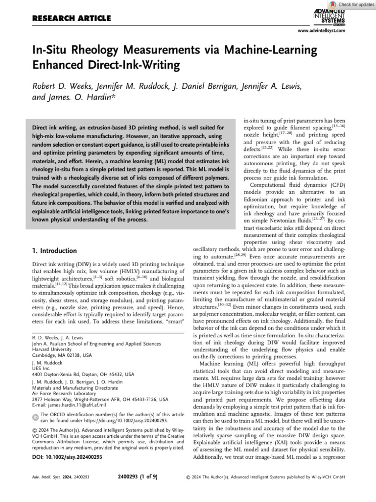 In-Situ Rheology via ML in DIW Printing | PDF | Rheology | Mean Squared ...