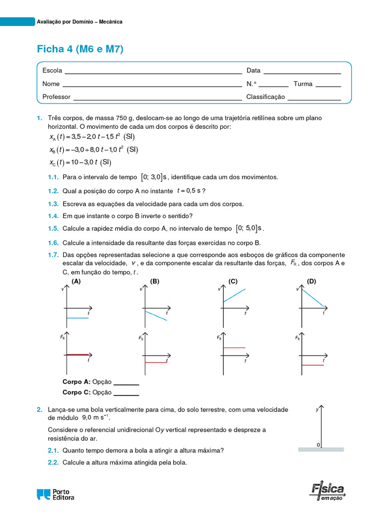 Fa11 Aval Mecanica Ficha M6 | PDF | Velocidade | Massa