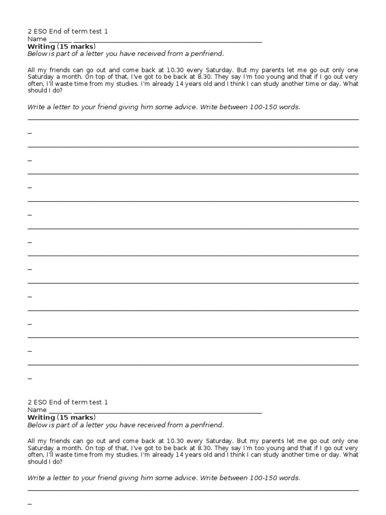 Advice Letter Writing Exercise for Teens | PDF