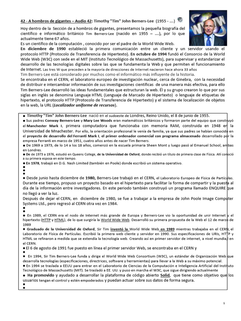 42 Tim Berners Lee Computacion WWW PPA2002 MB | PDF | Red mundial ...