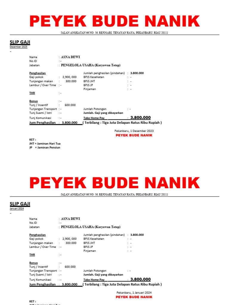 Asna Dewi Slip Gaji | PDF
