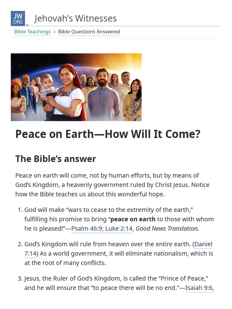 Peace On Earth-How Will It Come - Bible Questions | PDF