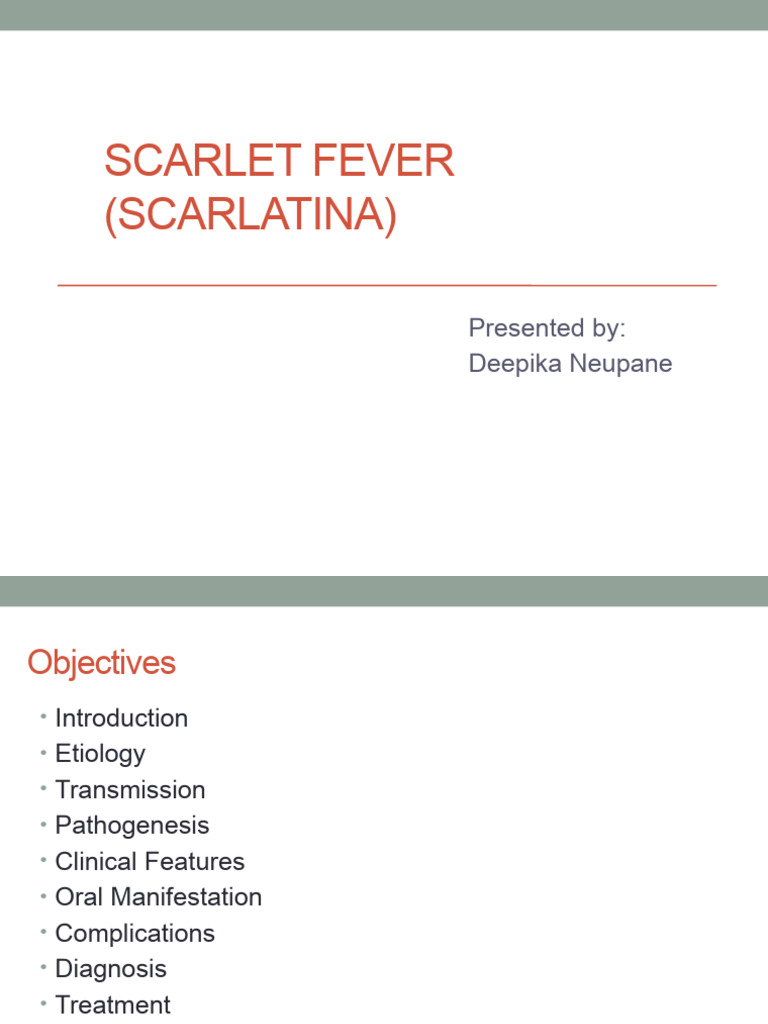 Scarlet Fever (Scarlatina) | PDF | Diseases And Disorders | Medical ...