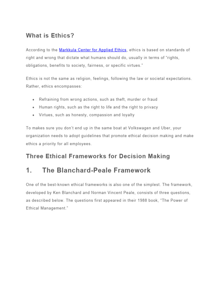 Ethical Business Framework | PDF | Morality | Decision Making