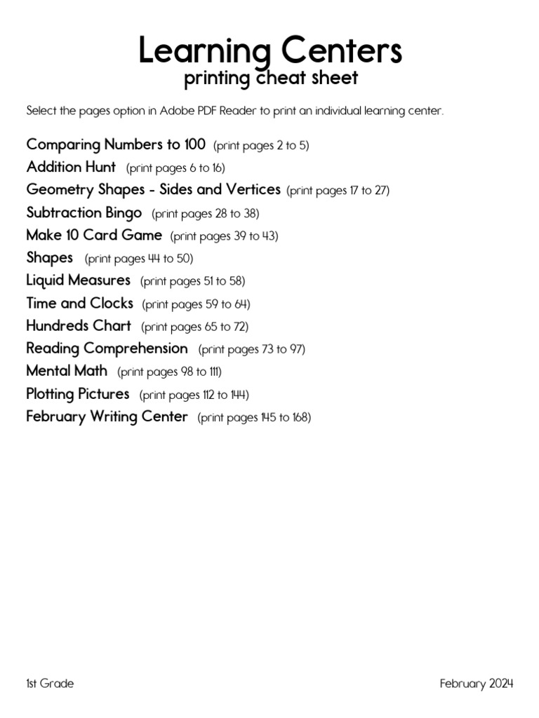 1st Grade Learning Center Activities | PDF | Written Communication