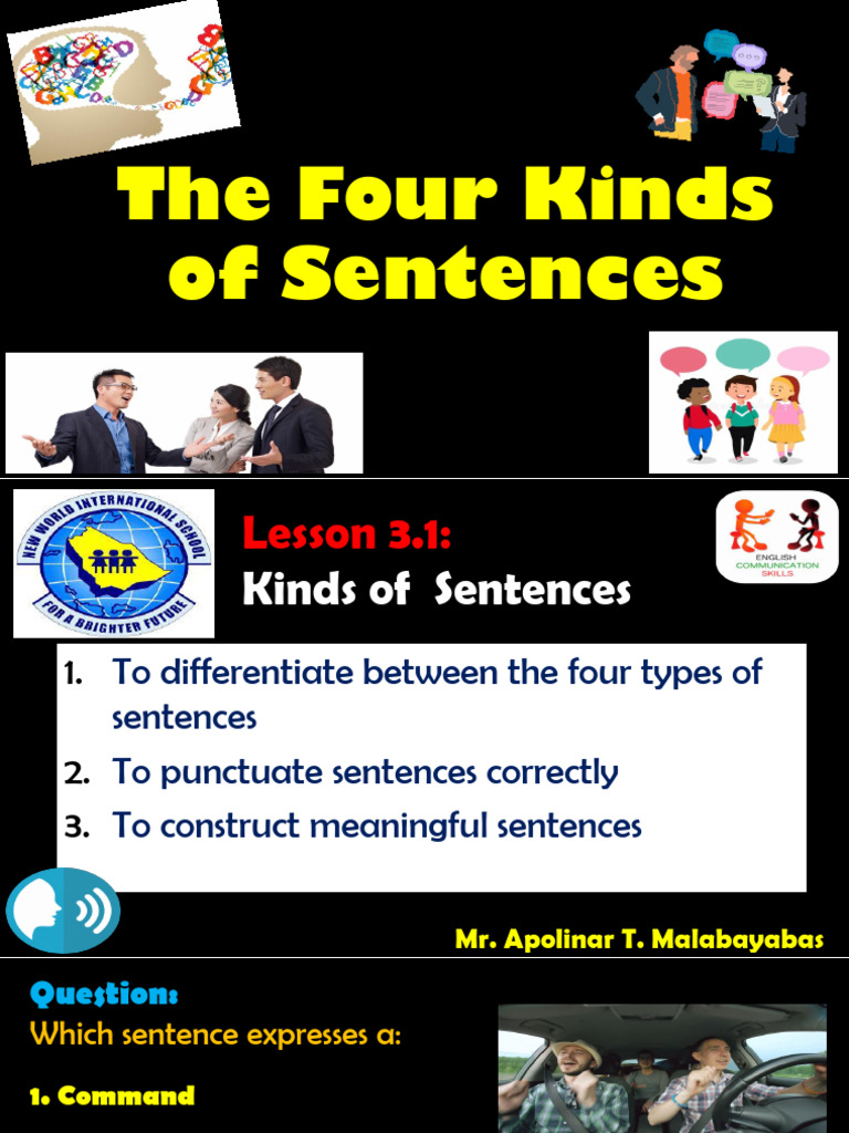 Lesson 3.1 - Kinds of Sentences | PDF | Question | Sentence (Linguistics)