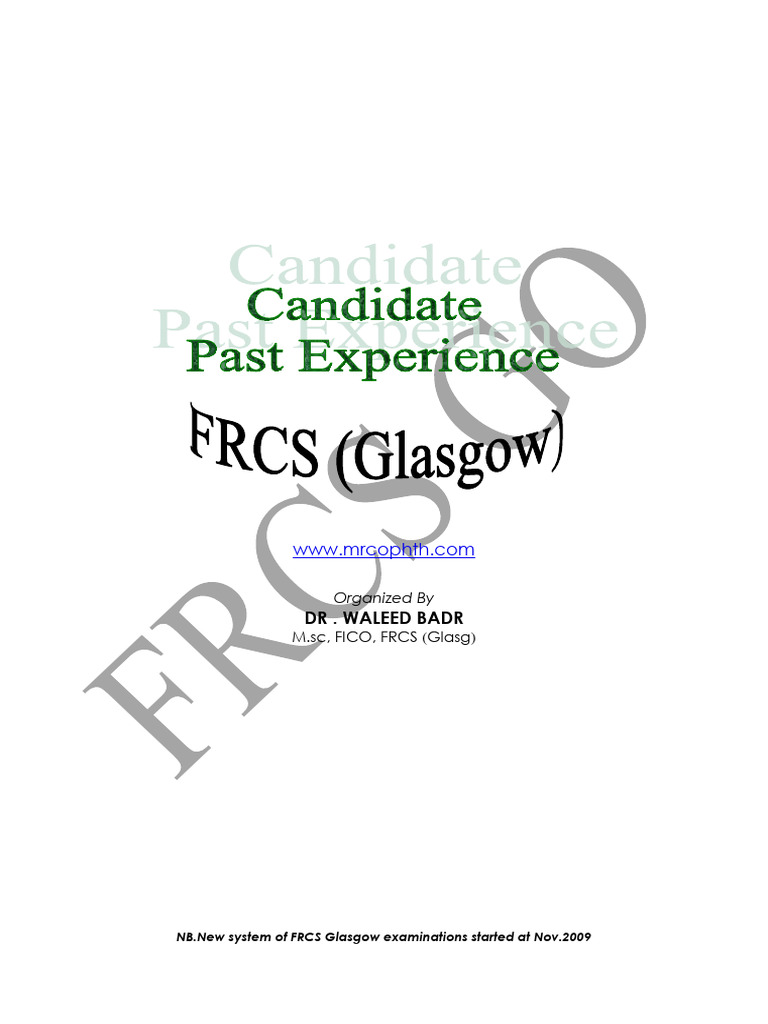 FRCS Glasgow Ophthalmology Exam Guide | PDF | Ophthalmology | Glaucoma