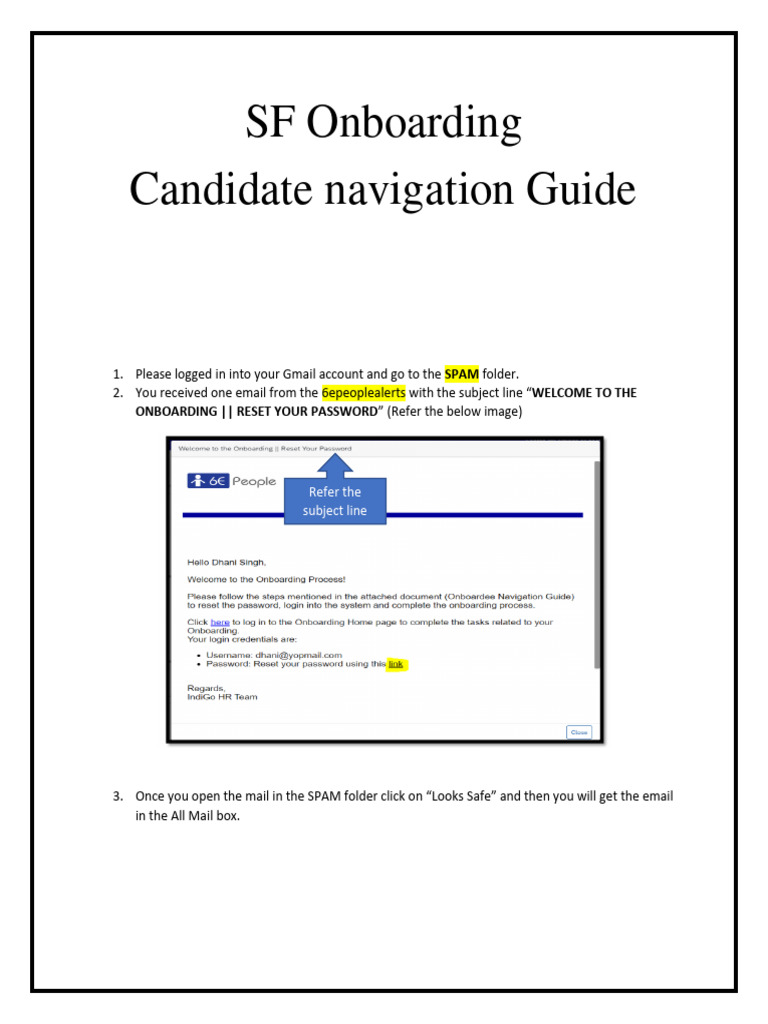 Candidate Navigation Guide - SF Onboarding | PDF | Login | Password