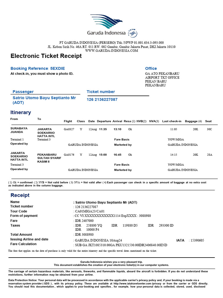 Your Electronic Ticket Receipt | PDF
