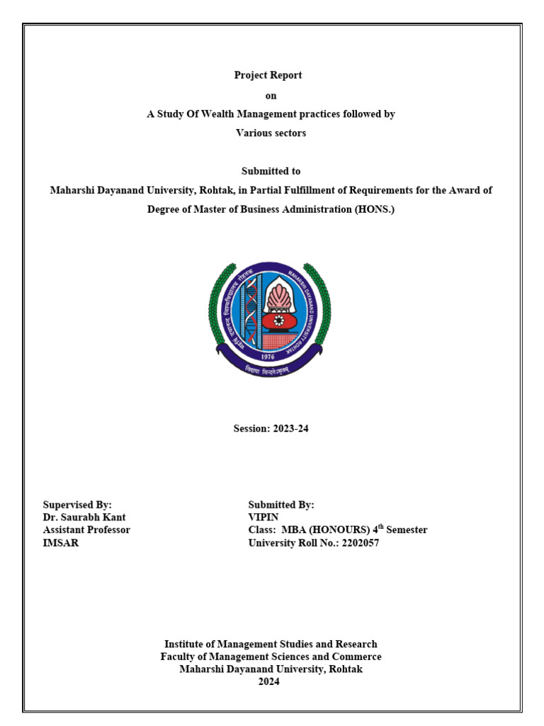 MBA Project Report | PDF | Asset Allocation | Investing
