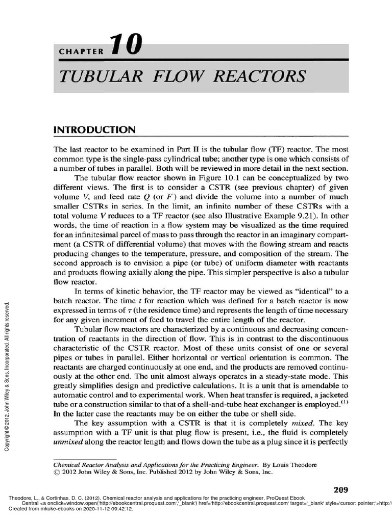 Tubular Flow Reactors | PDF | Chemical Reactor | Fluid Dynamics