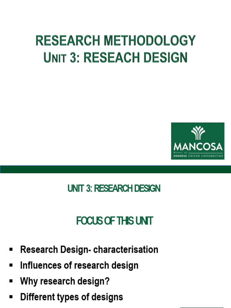 Unit 3 - Research Designs 1 | PDF | Methodology | Knowledge Management