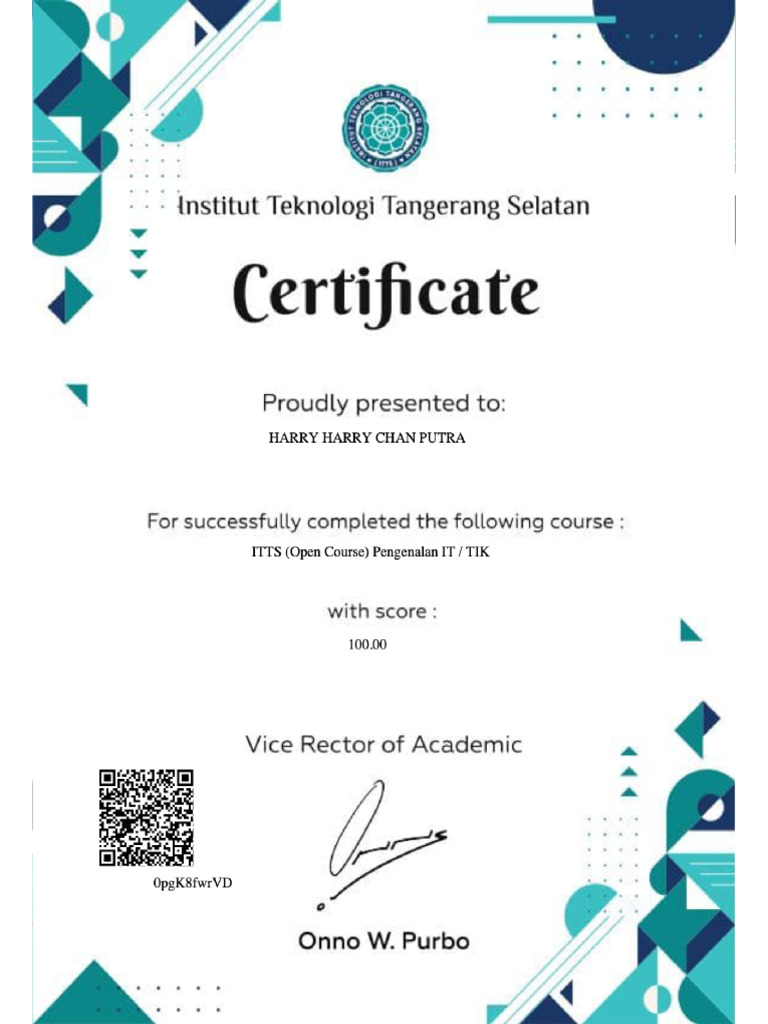 Certificate - Pengenalan TIK - View - PHP | PDF
