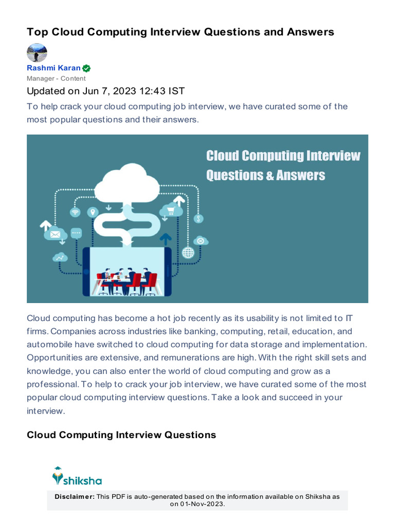Top Cloud Computing Interview Questions and Answers: Updated On Jun 7, 2023 12:43 IST | PDF ...
