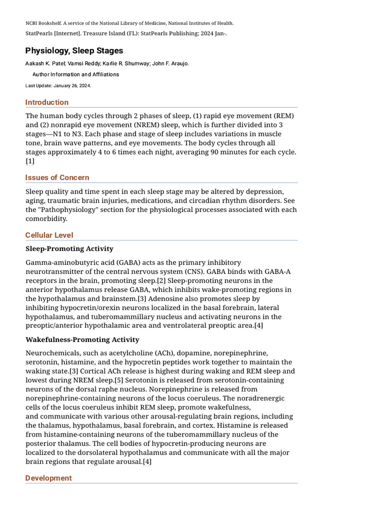 Physiology, Sleep Stages - StatPearls - NCBI Bookshelf | PDF | Sleep ...