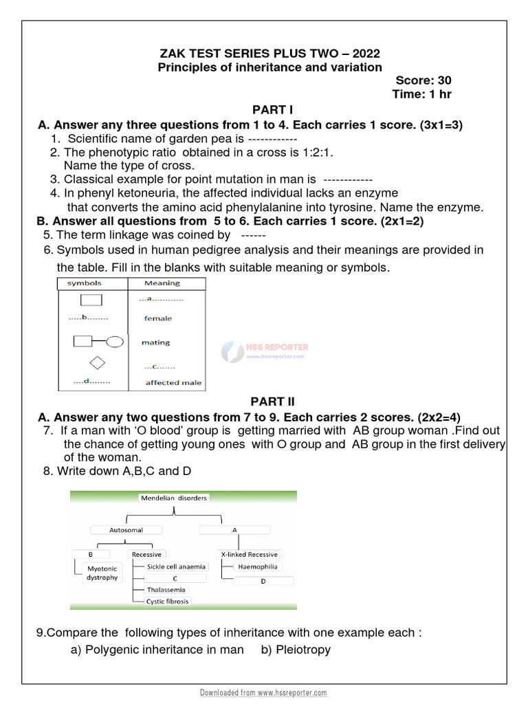 Inheritance Principles Test Series 2022 | PDF | Heredity | Hemoglobin
