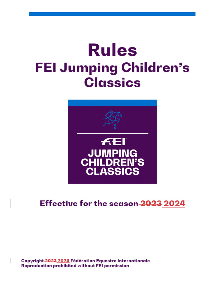 FEI Jumping Children's Classics Rules 2024 Mark-Up | PDF | Track And ...