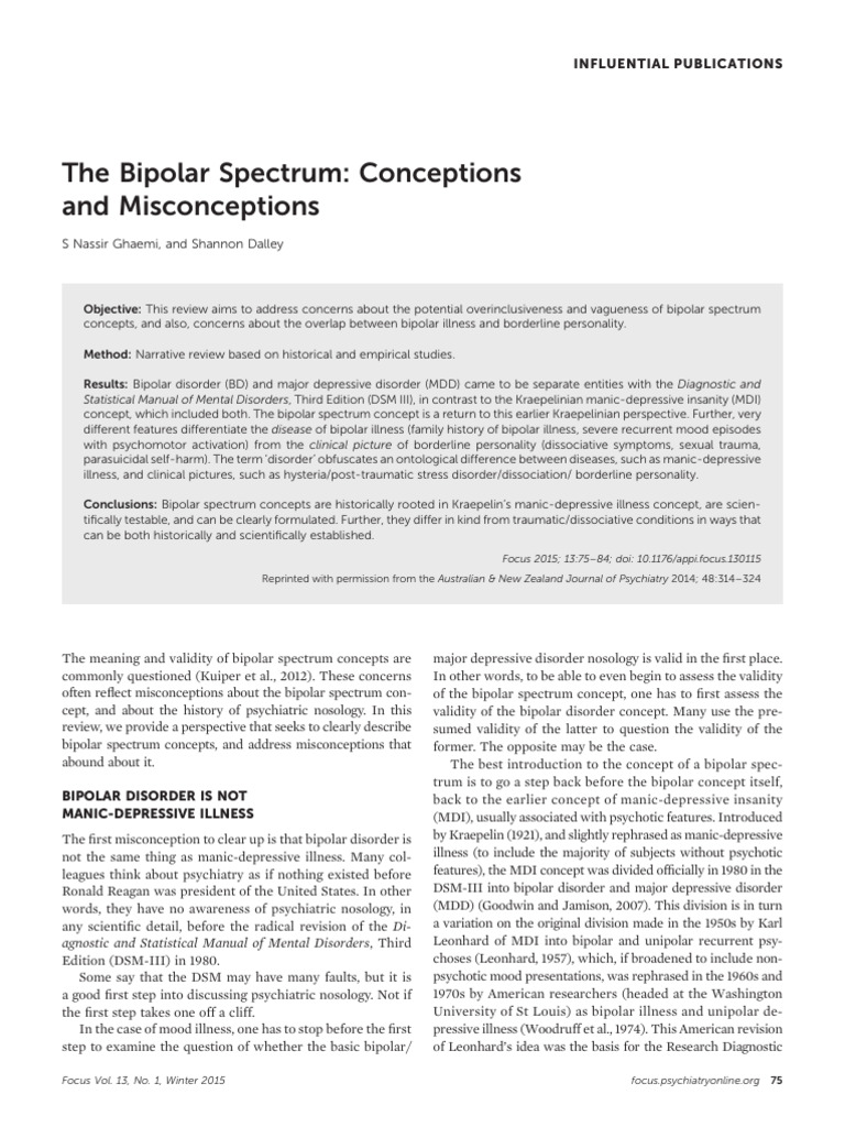 The Bipolar Spectrum Conceptions and Misconceptions | PDF | Bipolar Disorder | Major Depressive ...