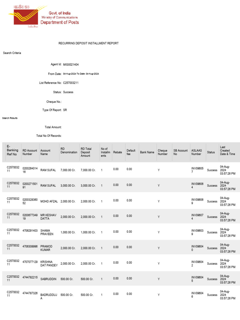 Recurring Deposit Installment Summary | PDF | Banking | Financial Services